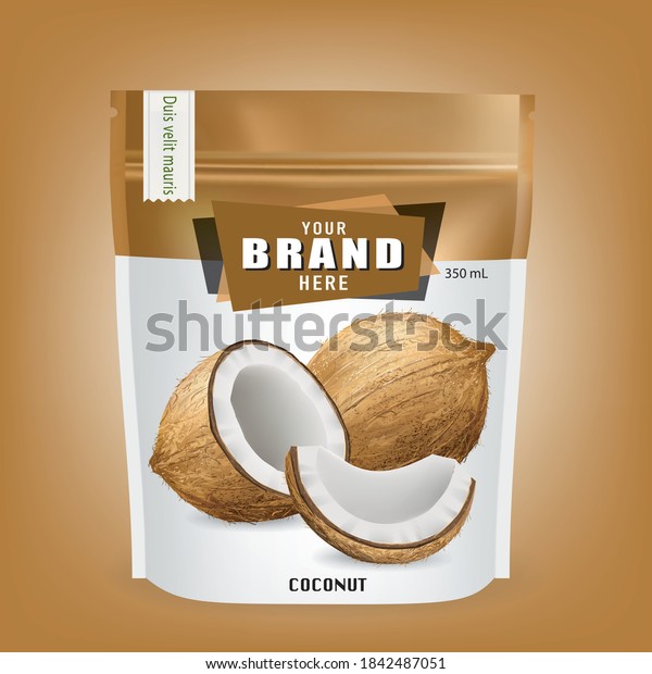 Coconut Packagingplastic Packaging Contains Dried Fruits Stock Vector ...