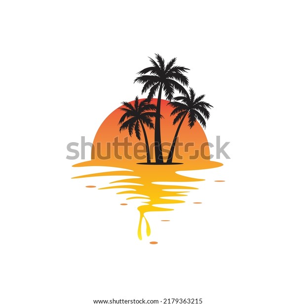 Coconut Tree Sun Shining Illustration Vector Stock Vector (Royalty Free ...