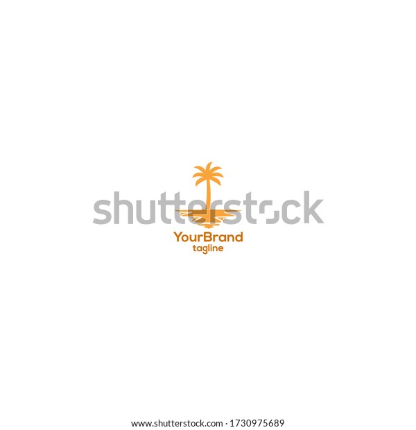 Coconut Tree Sunset Logo Design Simple Stock Vector (Royalty Free ...