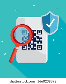 Code Qr Magnifying Glass Shield Vector Stock Vector (Royalty Free ...