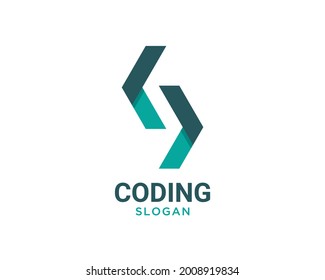 Coding Code Logo Vector Simple Design Stock Vector (Royalty Free ...