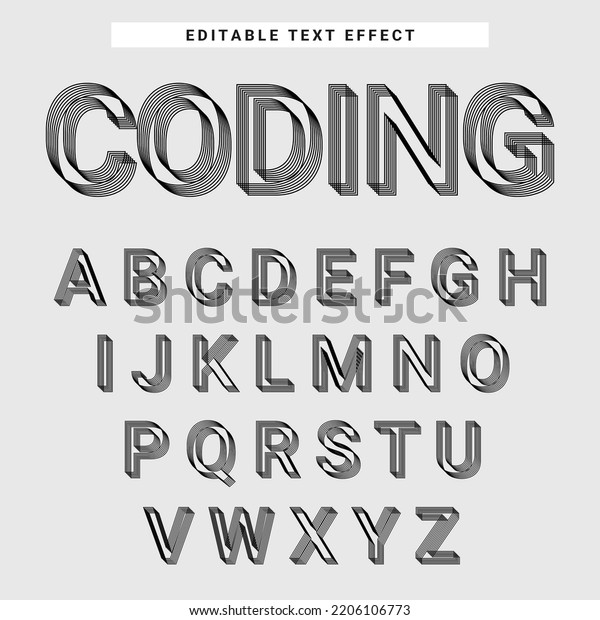 Coding Editable Text Effect Template Alphabet Stock Vector (Royalty ...