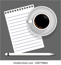 Coffee Blank Paper Grey Background Stock Vector (Royalty Free ...