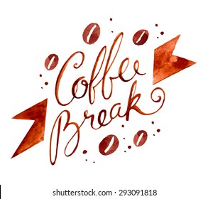 Coffee Break Hand Draw Lettering Calligraphy Stock Vector (Royalty Free ...