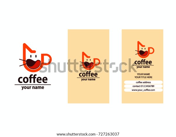 Coffee Cafe Logo Cat Animals Stock Vector (Royalty Free) 727263037