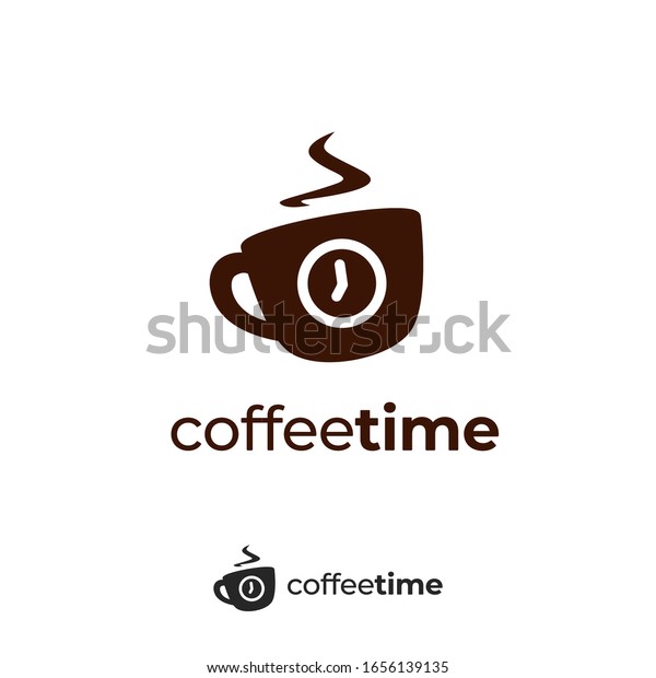 Coffee Cafe Time Logo Hot Cup Stock Vector (Royalty Free) 1656139135 ...