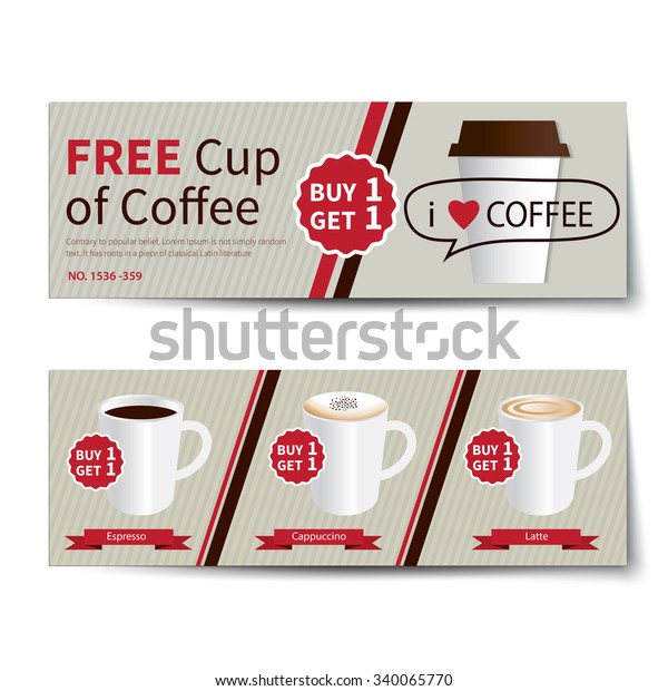 Coffee Coupon Discount Template Flat Design Stock Vector (Royalty Free ...