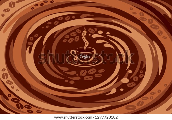 Coffee Cup Beans Chocolate Swirl Background Stock Vector (Royalty Free ...