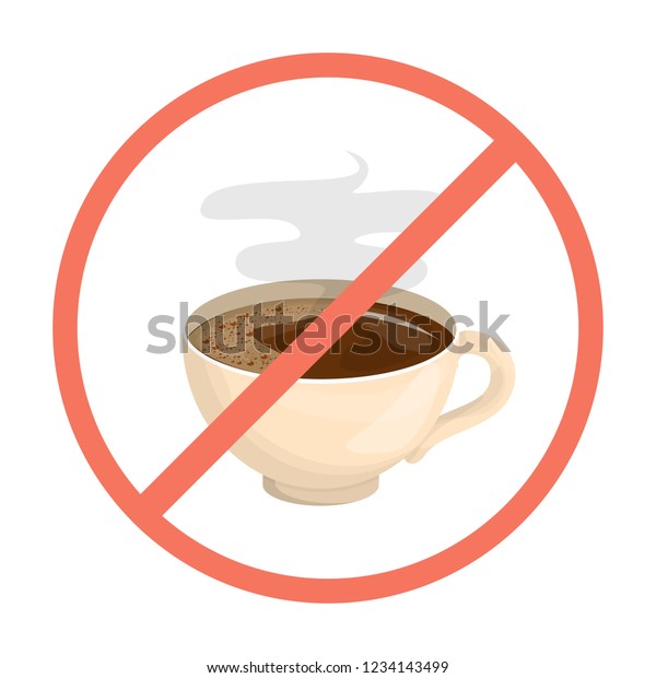 Coffee Cup Behind Red Forbidden Sign Stock Vector (Royalty Free ...