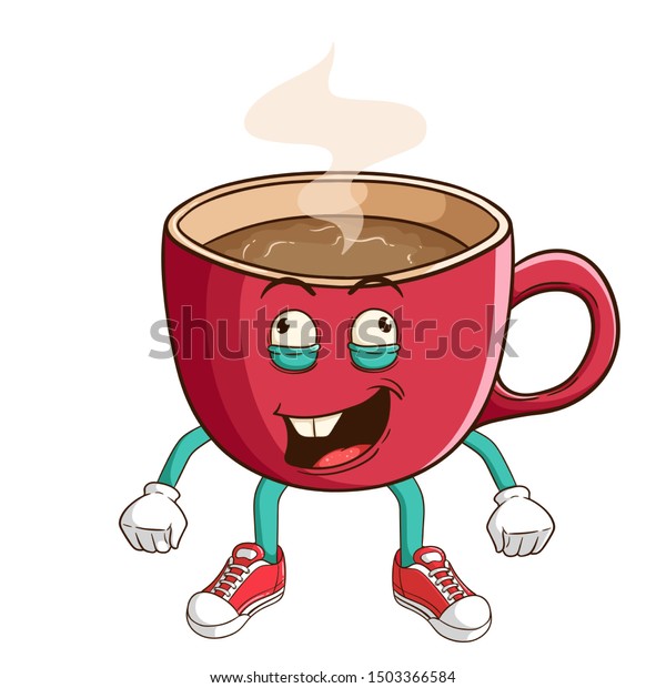 Coffee Cup Cartoon Character Funny Stupid Stock Vector (Royalty Free ...