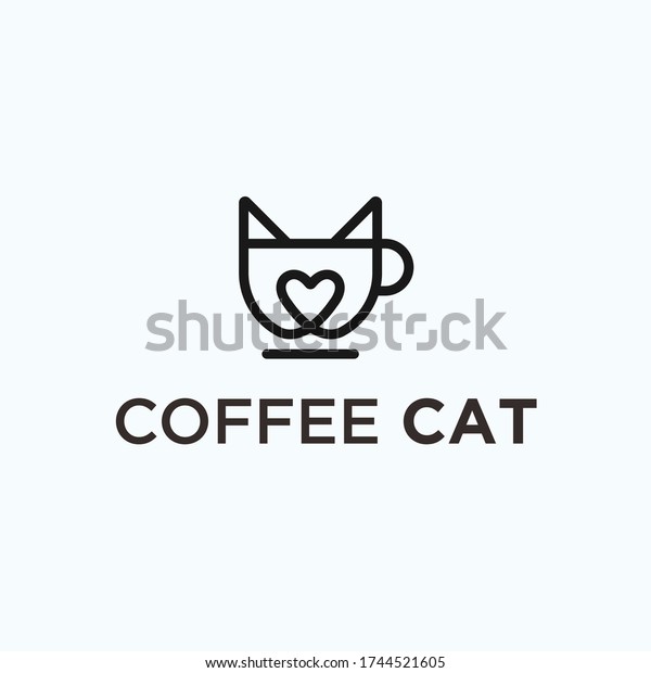 Coffee Cup Cat Logo Design Vector Stock Vector (Royalty Free ...