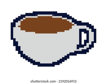 Coffee Cup Pixel Art Icon Isolated Stock Vector (Royalty Free ...