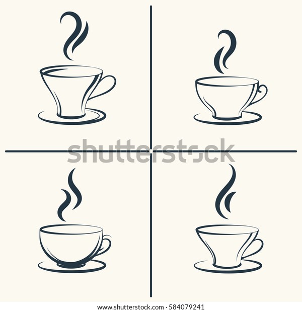 Coffee Cups Smoke Icon Set Vector Stock Vector (Royalty Free) 584079241