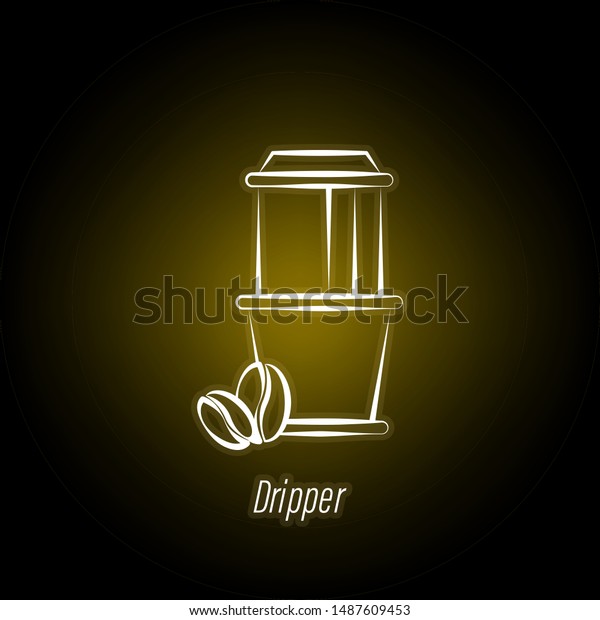 Coffee Dripper Hand Draw Neon Icon Stock Vector (Royalty Free ...