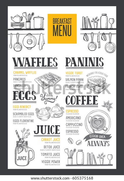 Coffee Food Menu Restaurant Cafe Design Stock Vector (Royalty Free ...