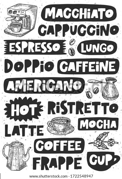 Coffee Hand Written Black Ink Lettering Stock Vector (Royalty Free ...