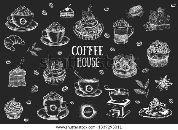 Coffee house menu. Restaurant cafe menu, template design. Food flyer.