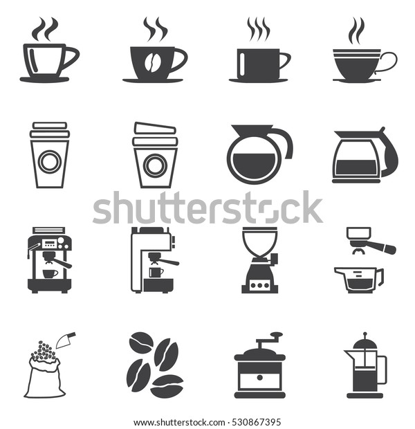 Coffee Icons Set Mono Symbol Vector Stock Vector (Royalty Free) 530867395