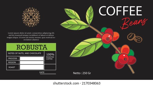 Coffee Label Sticker Illustration Coffee Packaging Stock Vector ...