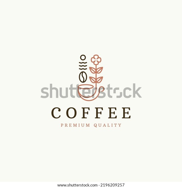 Coffee Line Style Logo Icon Design Stock Vector (Royalty Free ...