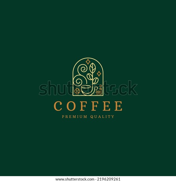 Coffee Line Style Logo Icon Design Stock Vector (Royalty Free ...