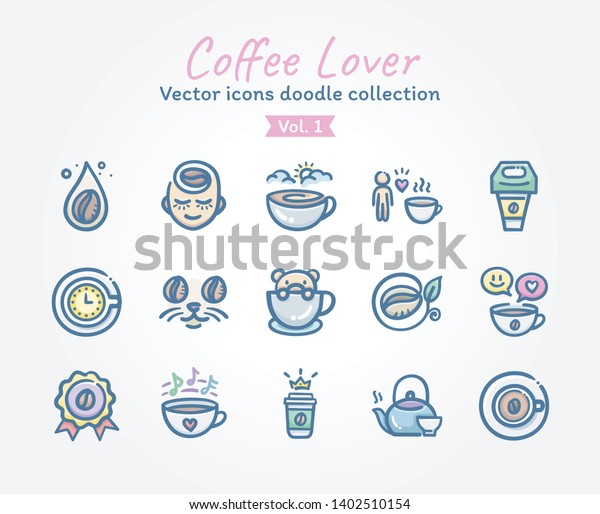 Coffee Lover Vector Icons Doodle Collection Stock Vector (Royalty Free ...
