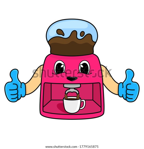 Coffee Machine Cartoon Face Thumb Hand Stock Vector (Royalty Free ...