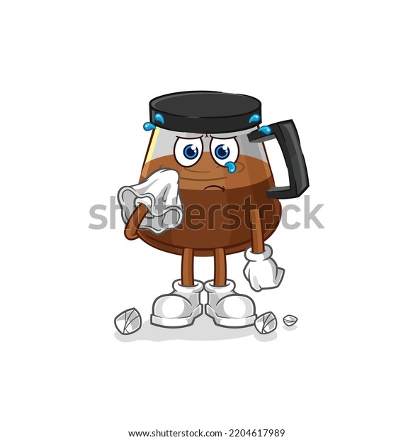 Coffee Machine Cry Tissue Cartoon Mascot Stock Vector (Royalty Free ...