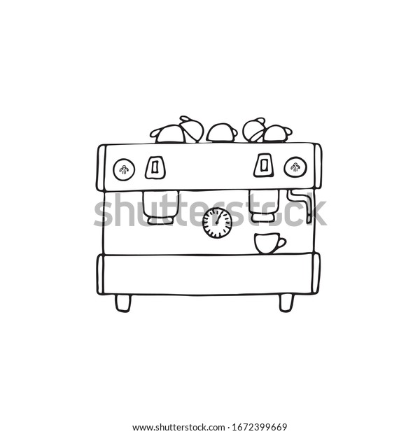 Coffee Machine Hand Drawing Doodle Illustration Stock Vector (Royalty ...