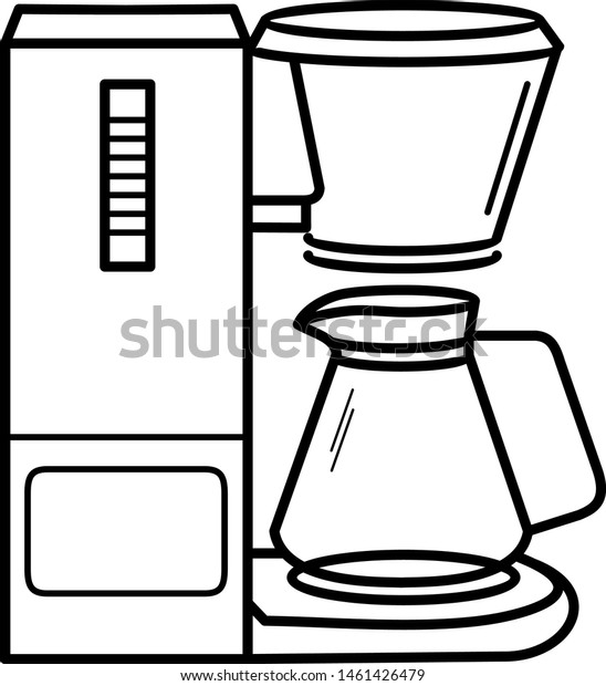 Coffee Maker Outline Style Coloring Template Stock Vector (Royalty Free ...