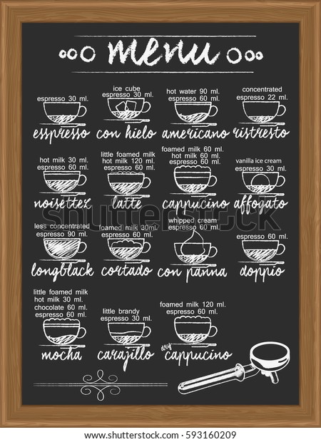 Coffee Menu Ingredient Info Hand Drawn Stock Vector (Royalty Free ...