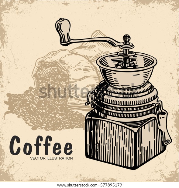 Coffee Mill Hand Drawn Coffee Collection Stock Vector (Royalty Free ...