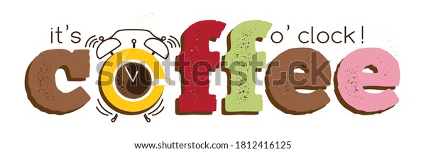 Coffee Oclock Cup Hot Drink Trendy Stock Vector (Royalty Free ...