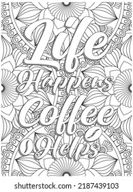Coffee Quotes Coloring Book Page Stock Vector (Royalty Free) 2187439103 ...
