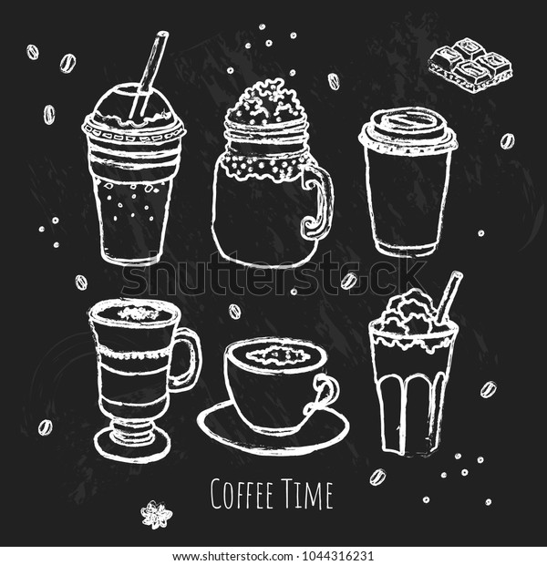 Café. Línea de arte. Estilo Doodle.: vector de stock (libre de regalías ...
