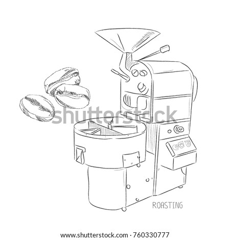 Coffee Set Roasting Coffee Machine Pencil 스톡 벡터(사용료 없음) 760330777 ...