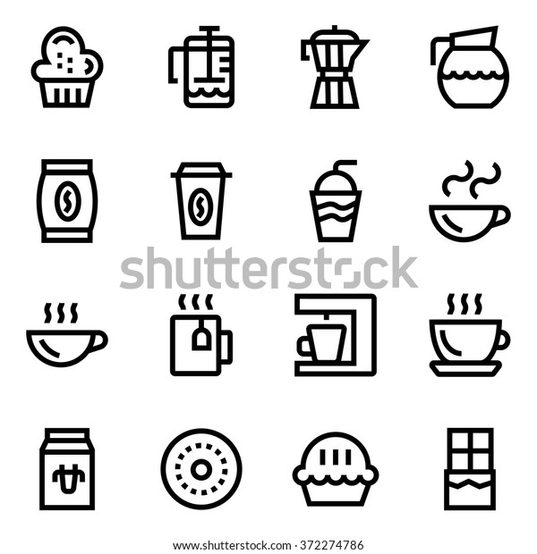 Coffee Coffee Shop Line Icon Set Stock Vector (Royalty Free) 372274786
