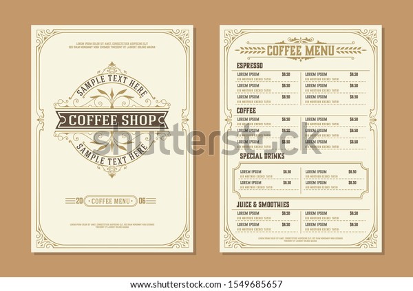 Coffee Shop Logo Coffee Menu Design Stock Vector (Royalty Free ...