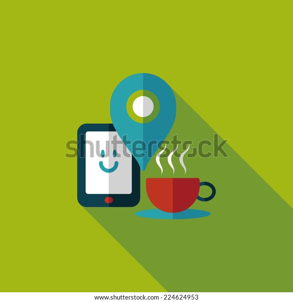 Coffee Shop Map Location Flat Icon Stock Vector (Royalty Free ...