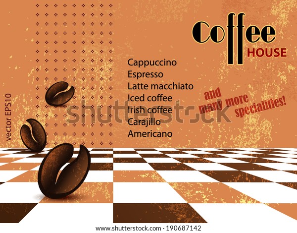 Coffee Shop Menu Background Grunge Design Stock Vector (Royalty Free ...