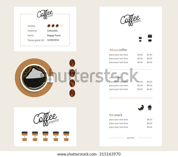 Coffee Shop Menu Card Label Loyalty Stock Vector (Royalty Free ...