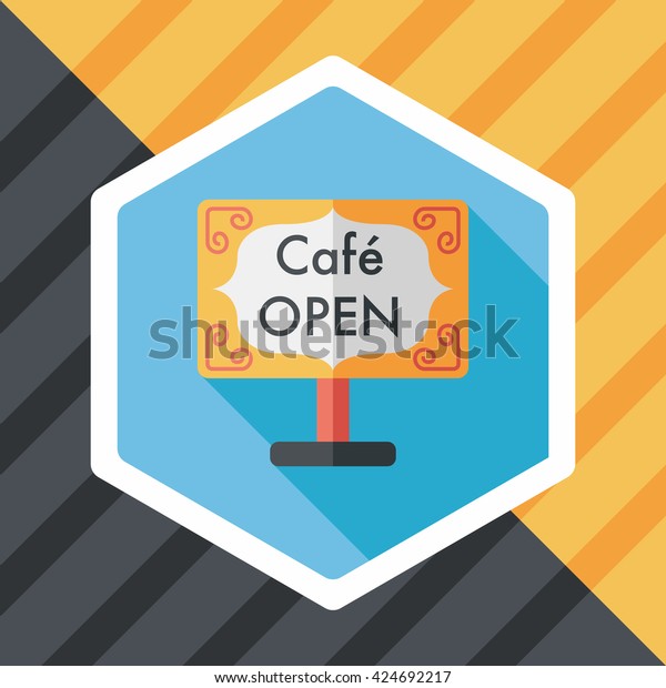 Coffee Shop Signs Flat Icon Long Stock Vector (Royalty Free) 424692217