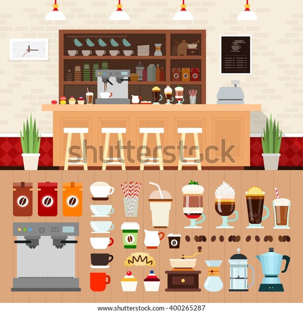 Coffee Shop Vector Flat Illustrations Coffee Stock Vector (Royalty Free ...