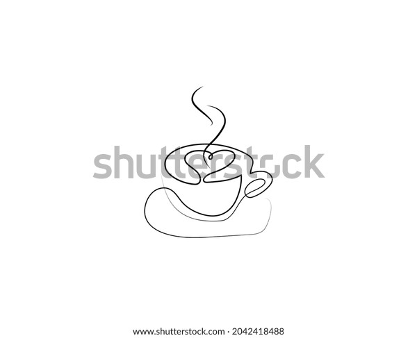 Coffee Tea Cup Smoke Coffee Line Stock Vector (Royalty Free) 2042418488 ...