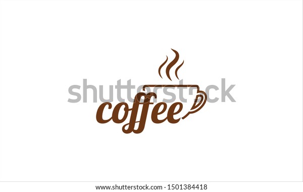 Coffee Text Logo Cup Smoke Stock Vector (Royalty Free) 1501384418 ...