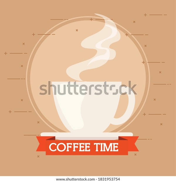 Coffee Time Banner Cup Ceramic Vector Stock Vector (Royalty Free ...