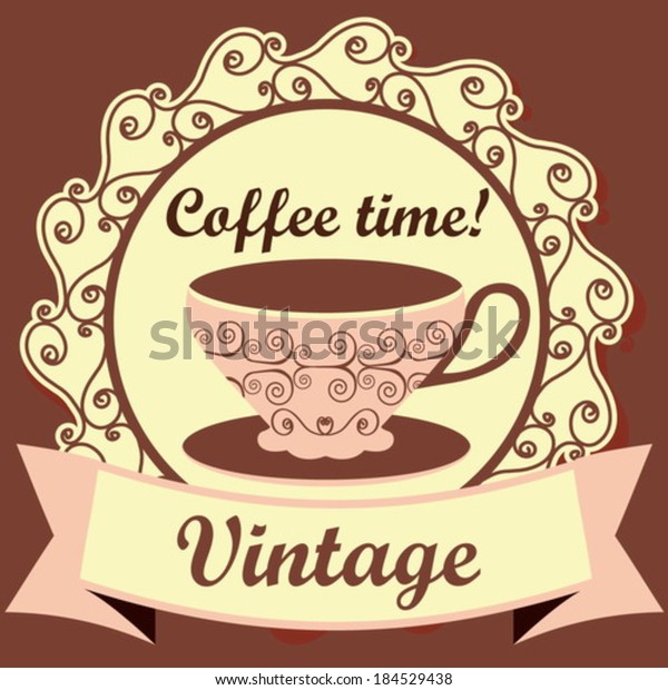 Coffee Time Invitation Card Stock Vector (Royalty Free) 184529438