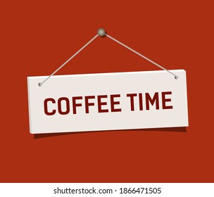 Coffee Time Sign Hanging On Red Stock Vector (Royalty Free) 1866471505 ...