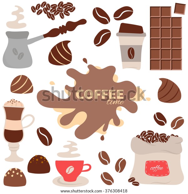 Coffee Time Theme Vector Hand Drawn Stock Vector (Royalty Free ...