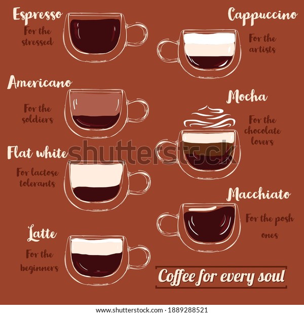 Coffee Types Names Ratio Stock Vector (Royalty Free) 1889288521 ...